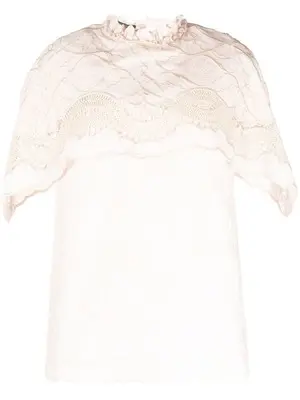 Alberta Ferretti Embroidered Short-sleeve Blouse - Pink