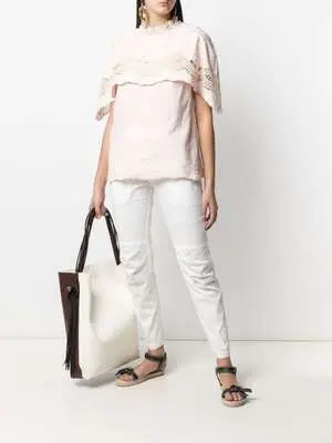 Alberta Ferretti Embroidered Short-sleeve Blouse - Pink