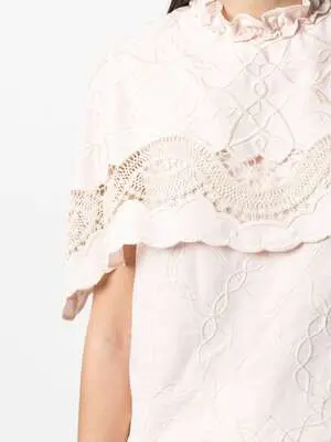 Alberta Ferretti Embroidered Short-sleeve Blouse - Pink