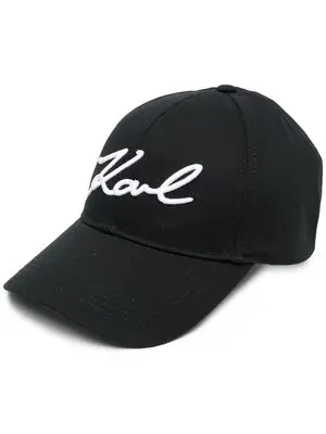 Karl Lagerfeld Signature Organic-cotton Baseball Cap - Black