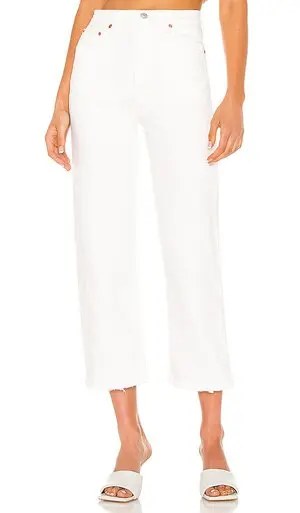 LEVI'S Ribcage Straight Ankle Jeans In White - Cloud Over