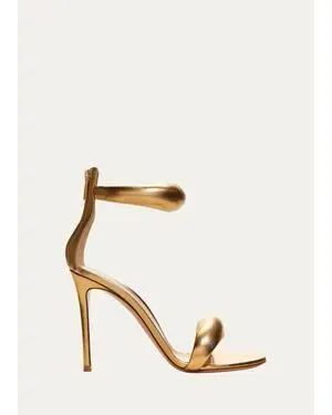 GIANVITO ROSSI Bijoux 105mm Puffy Napa Leather Sandals - Silver