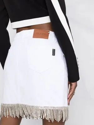 Philipp Plein Crystal-embellished Denim Skirt