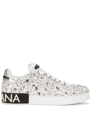 Dolce & Gabbana Portofino Embroidered Sneakers - White