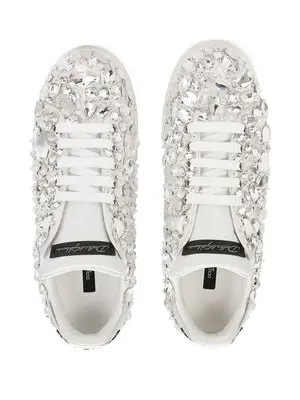 Dolce & Gabbana Portofino Embroidered Sneakers - White