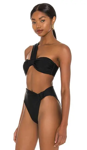 LOVEWAVE The Alexi One-shoulder Knotted Bikini Top - Black