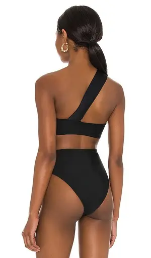 LOVEWAVE The Alexi One-shoulder Knotted Bikini Top - Black