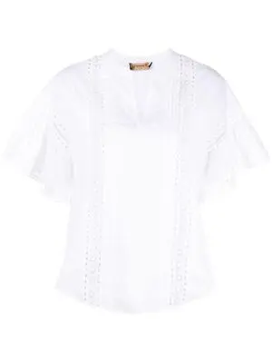 TWINSET Broderie Anglaise Flutter-sleeve Blouse