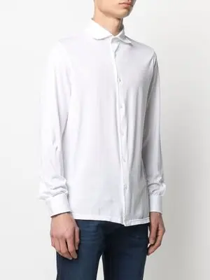 Fedeli Plain Button-down Shirt - White