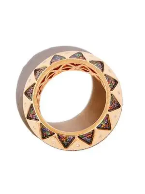 Harwell Godfrey 18kt Yellow Talisman Rainbow Sapphire Ring