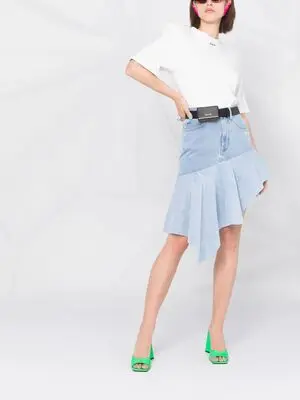 Off-White Asymmetric Ruffled Denim Skirt