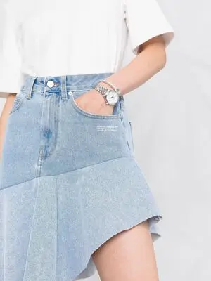 Off-White Asymmetric Ruffled Denim Skirt
