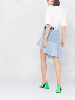 Off-White Asymmetric Ruffled Denim Skirt