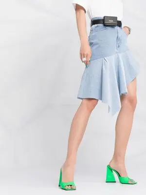 Off-White Asymmetric Ruffled Denim Skirt