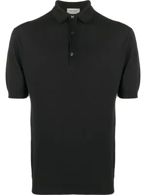 John Smedley Short Sleeve Polo Shirt - Black