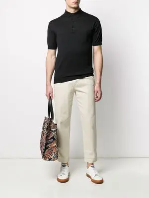 John Smedley Short Sleeve Polo Shirt - Black