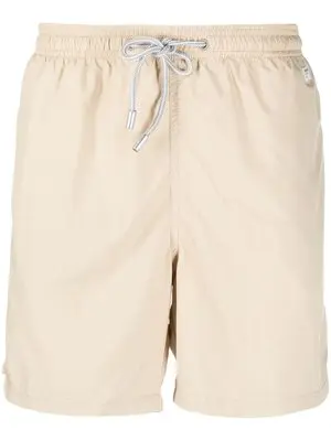 MC2 SAINT BARTH Beige Swim Shorts With Logo Patch - Neutrals