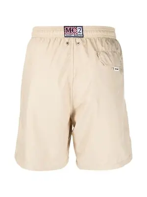 MC2 SAINT BARTH Beige Swim Shorts With Logo Patch - Neutrals