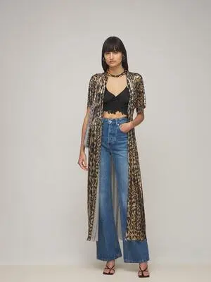 Rabanne Leopard Print Metal Mesh Long Dress