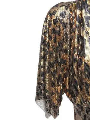 Rabanne Leopard Print Metal Mesh Long Dress