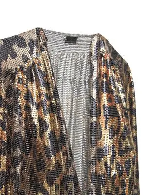 Rabanne Leopard Print Metal Mesh Long Dress
