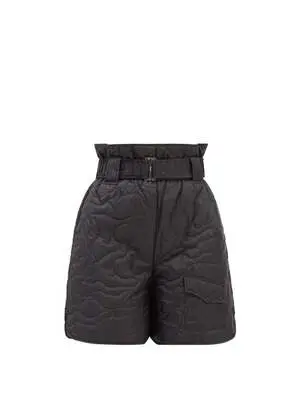 GANNI Ganni - Quilted Recycled-fibre Ripstop Shorts - Womens - Black - Black