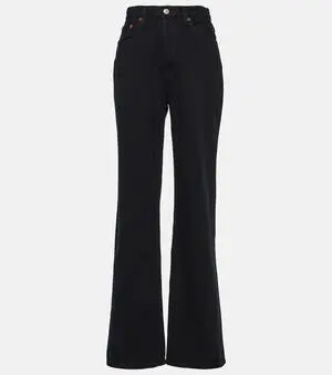 RE/DONE Loose High-rise Straight Jeans In Bleach Destroy - Black