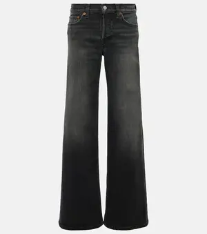 RE/DONE Loose High-rise Straight Jeans In Bleach Destroy - Black