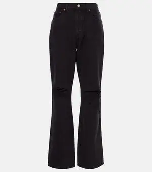 RE/DONE Loose High-rise Straight Jeans In Bleach Destroy - Black