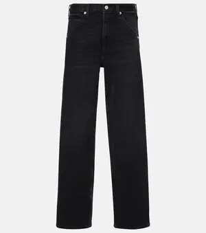 RE/DONE Loose High-rise Straight Jeans In Bleach Destroy - Black