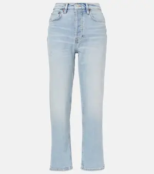 RE/DONE Loose High-rise Straight Jeans In Bleach Destroy - Blue