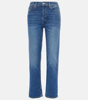 RE/DONE Loose High-rise Straight Jeans In Bleach Destroy - Blue