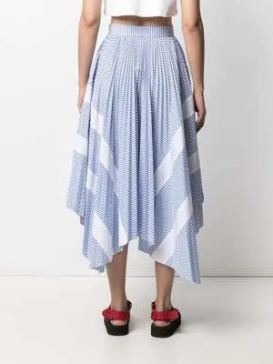 Palm Angels Asymmetric Pinstriped Pleated Midi Skirt