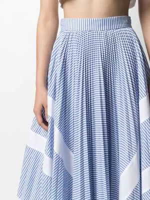 Palm Angels Asymmetric Pinstriped Pleated Midi Skirt