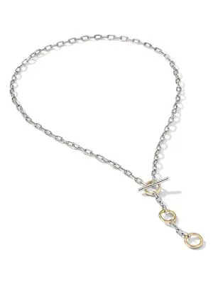 David Yurman 18kt Yellow Gold And Sterling Dy Madison Three Ring Chain Necklace - Silver