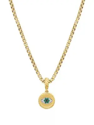 David Yurman 18kt Yellow Evil Eye Emerald And Diamond Amulet Pendant - Gold