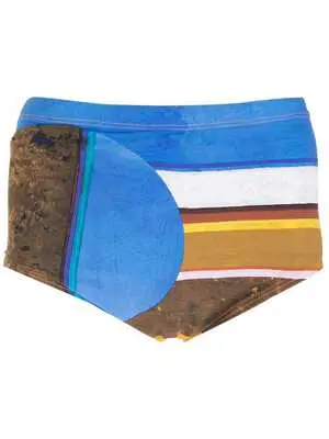 AMIR SLAMA Striped Swimming Trunks - Blue