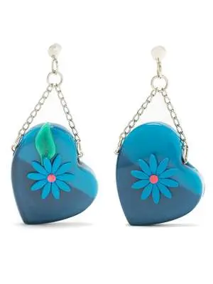 AMIR SLAMA Coração Dangle Earrings - Blue
