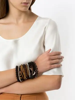 AMIR SLAMA Beaded Bracelets Set - Black