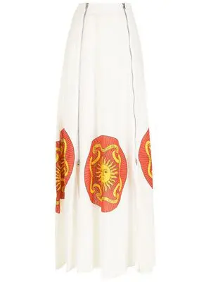 AMIR SLAMA Printed Long Skirt - White