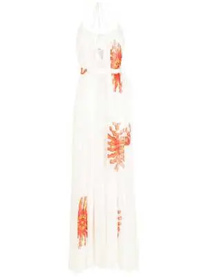 AMIR SLAMA Printed Long Dress - White