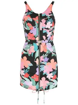 AMIR SLAMA Floral-print Zip-up Mini Dress
