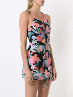 AMIR SLAMA Floral-print Zip-up Mini Dress