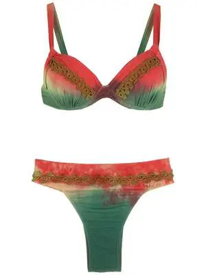 AMIR SLAMA Embroidery Tie Dye Bikini Set - Multicolour