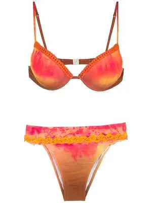 AMIR SLAMA Embroidery Tie-dye Bikini Set - Multicolour