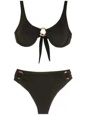 AMIR SLAMA Ring-details Bikini Set - Black