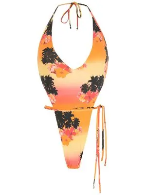 AMIR SLAMA Ilha De Hibiscus High-leg Swimsuit - Multicolour