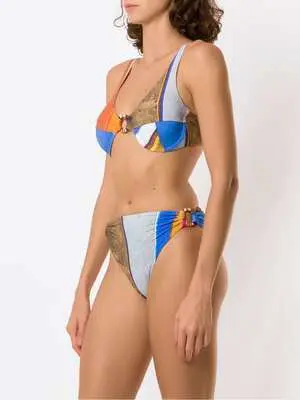 AMIR SLAMA Striped Print Bikini Set