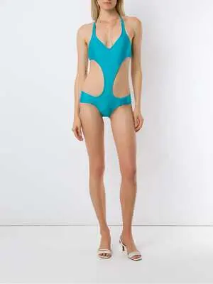 AMIR SLAMA Draped Cut-out One-piece - Blue