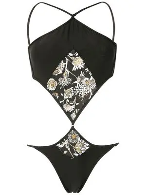 AMIR SLAMA Floral Embroidered One-piece